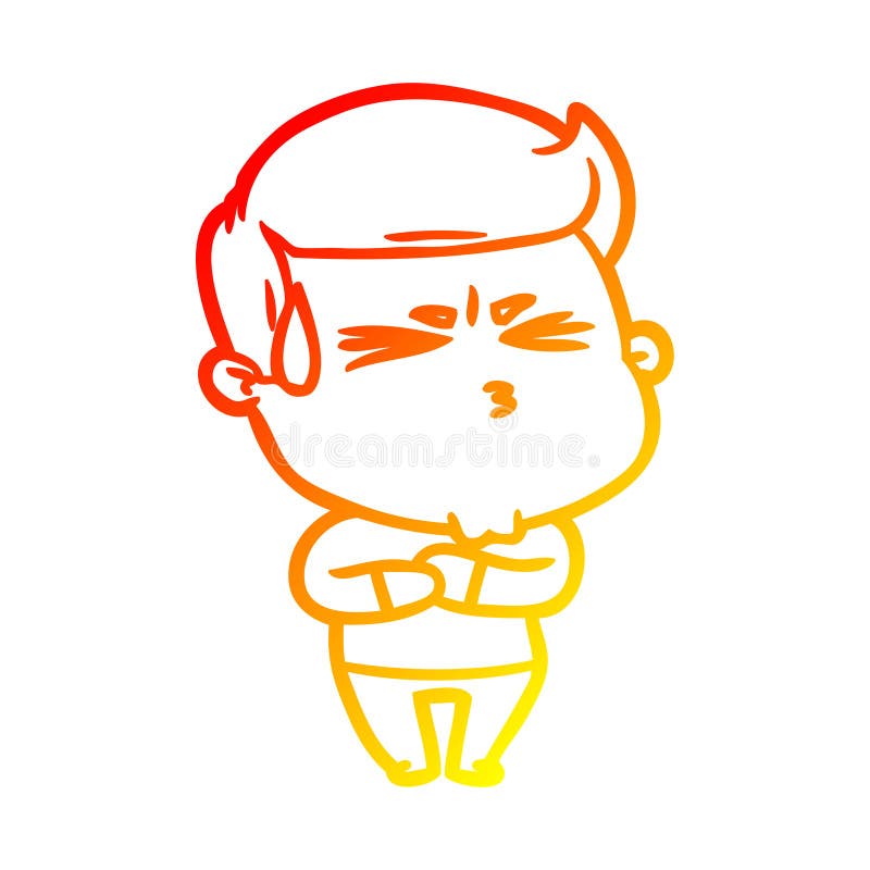 A Creative Warm Gradient Line Drawing Cartoon Frustrated Man Stock ...