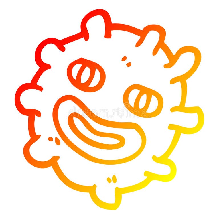 A Creative Warm Gradient Line Drawing Cartoon Funny Germ Stock Vector ...