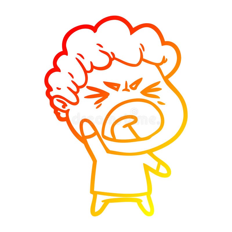 A Creative Warm Gradient Line Drawing Cartoon Furious Man Stock Vector ...