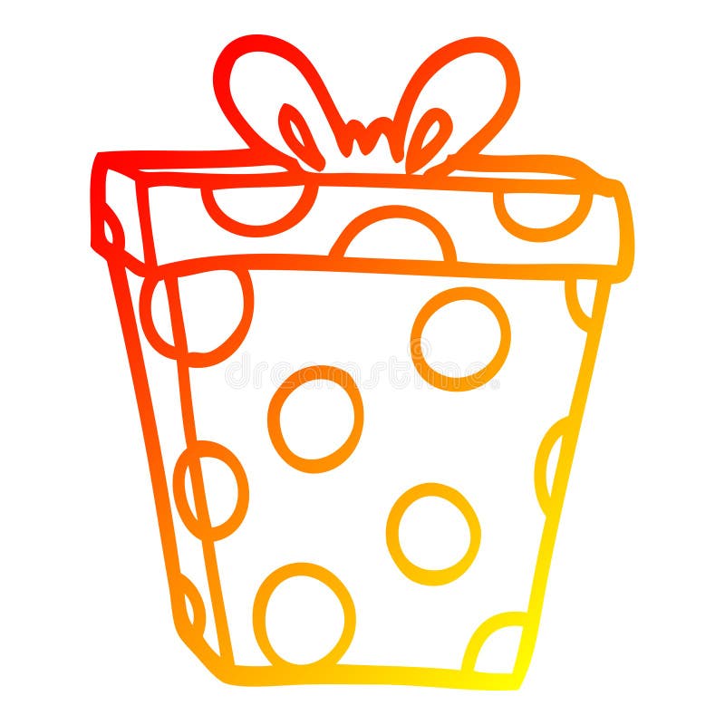 A Creative Warm Gradient Line Drawing Cartoon Gift Wrapped Present ...