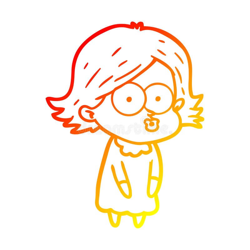 A Creative Warm Gradient Line Drawing Cartoon Girl Pouting Stock Vector ...