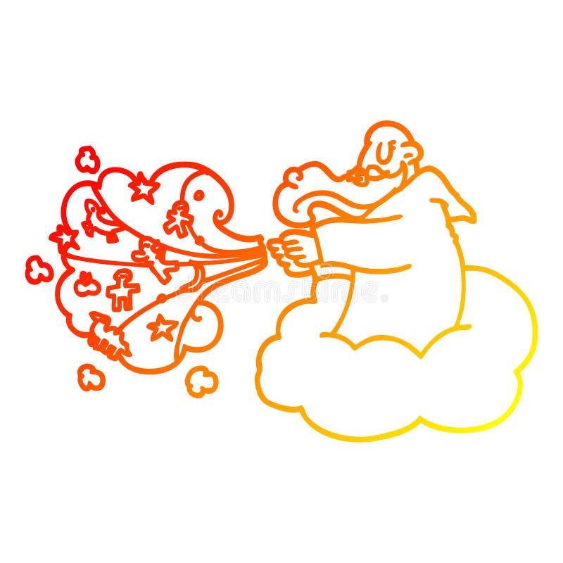 A Creative Warm Gradient Line Drawing Cartoon God Creating Universe ...