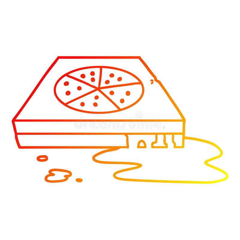 A Creative Warm Gradient Line Drawing Cartoon Greasy Pizza Stock Vector ...