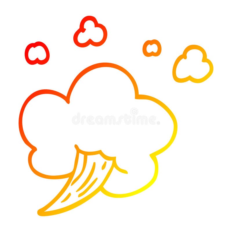 A Creative Warm Gradient Line Drawing Cartoon Gust of Air Stock Vector ...