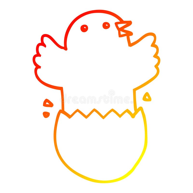 A Creative Warm Gradient Line Drawing Cartoon Hatching Bird Stock ...