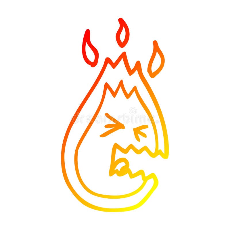 Flame Fire Hot Cartoon Warm Line Gradient Spectrum Doodle Drawing ...
