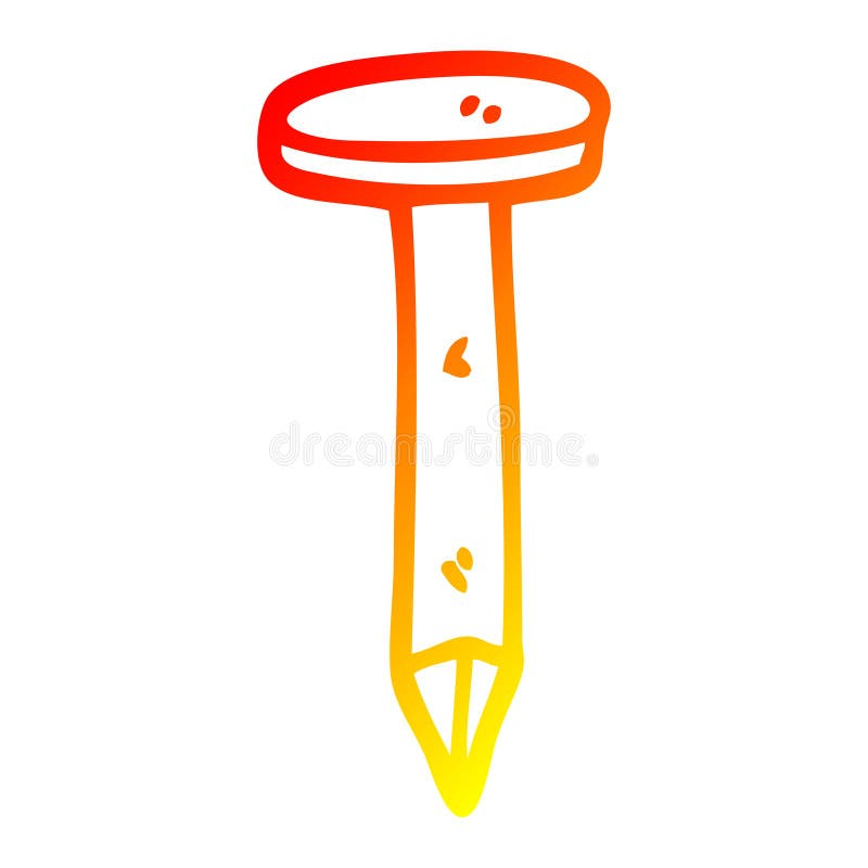 A Creative Warm Gradient Line Drawing Cartoon Iron Nail Stock Vector ...