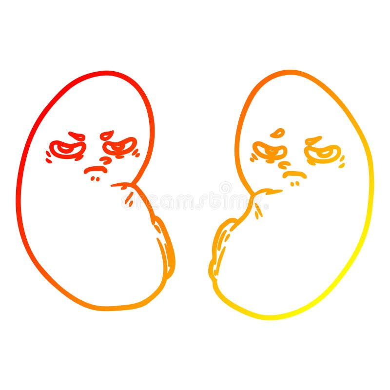 A Creative Warm Gradient Line Drawing Cartoon Irritated Kidneys Stock ...