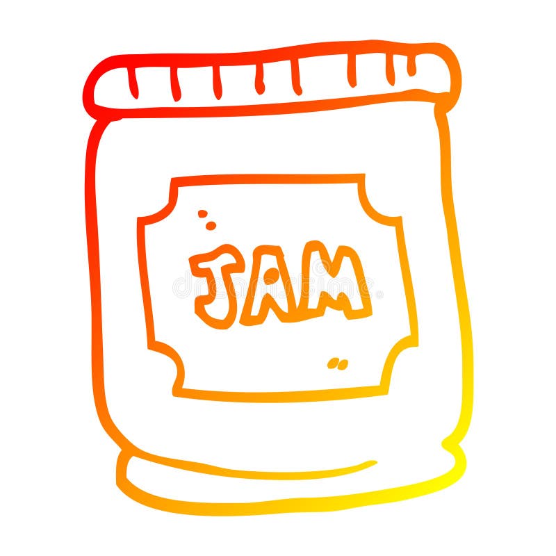 A Creative Warm Gradient Line Drawing Cartoon Jam Pot Stock Vector ...