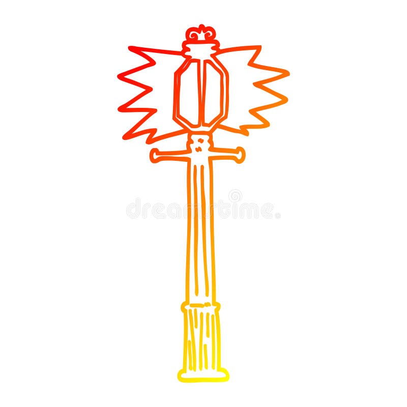 A Creative Warm Gradient Line Drawing Cartoon Lamp Post Stock Vector ...
