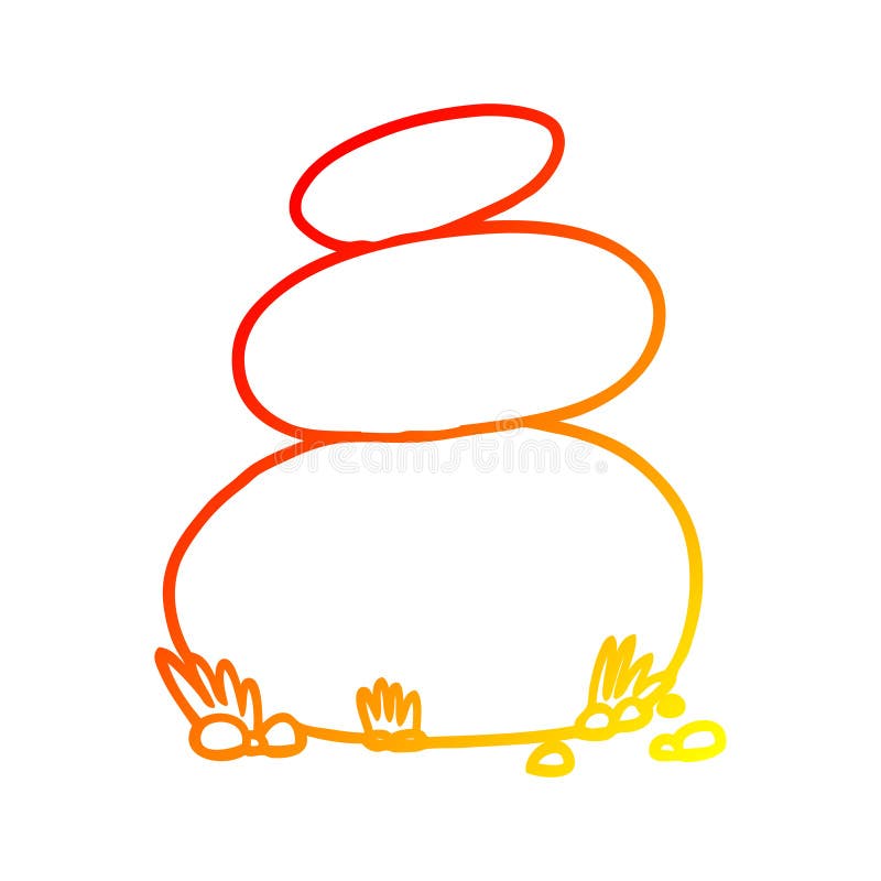 A Creative Warm Gradient Line Drawing Cartoon Large Stacked Stones ...