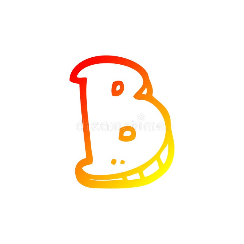 A Creative Warm Gradient Line Drawing Cartoon Letter B Stock Vector ...