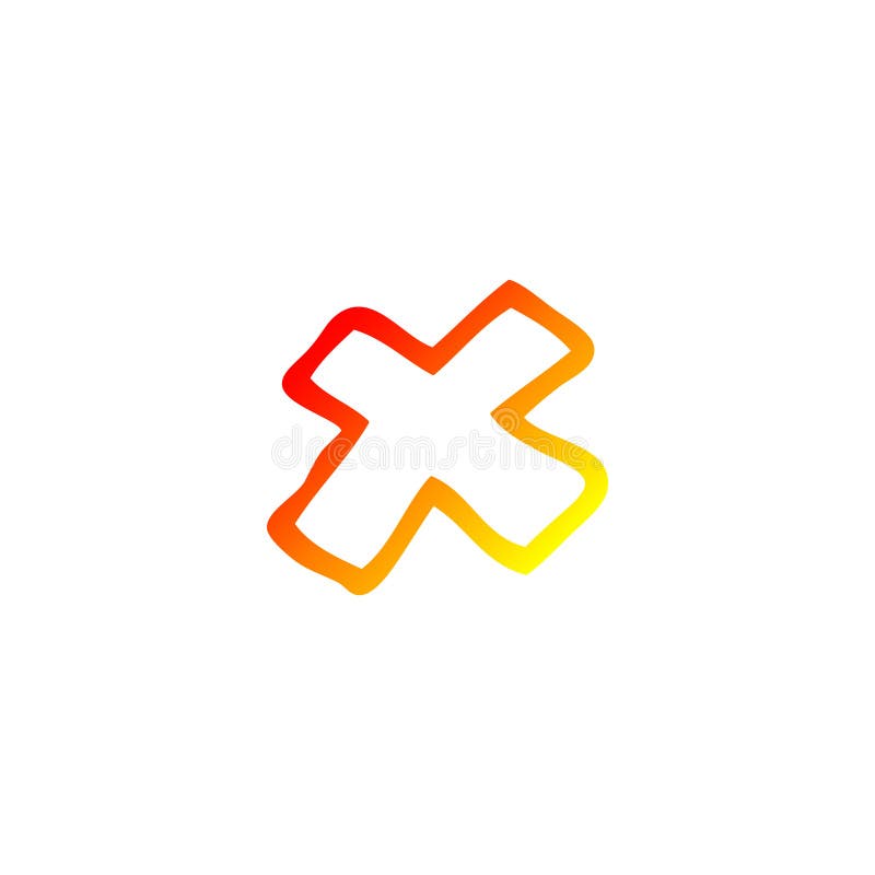 A Creative Warm Gradient Line Drawing Cartoon Letter X Stock Vector ...