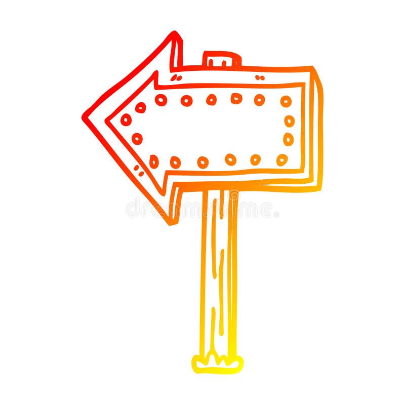 Lights Lit Up Direction Arrow Signal Sign Post Cartoon Warm Line ...