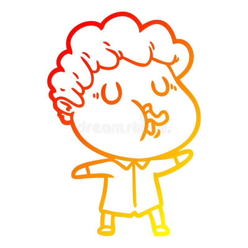 A Creative Warm Gradient Line Drawing Cartoon Man Pulling Face Stock ...