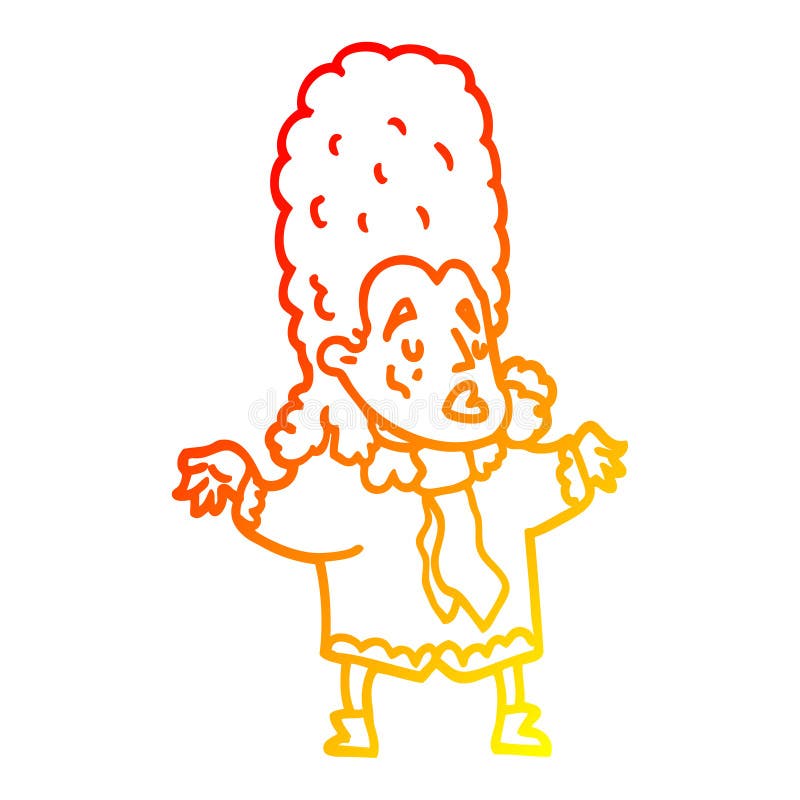 A Creative Warm Gradient Line Drawing Cartoon Man in Wig Stock Vector ...