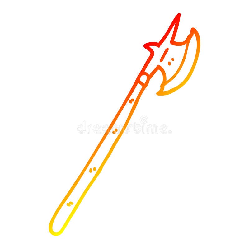 A Creative Warm Gradient Line Drawing Cartoon Medieval Halberd Stock ...