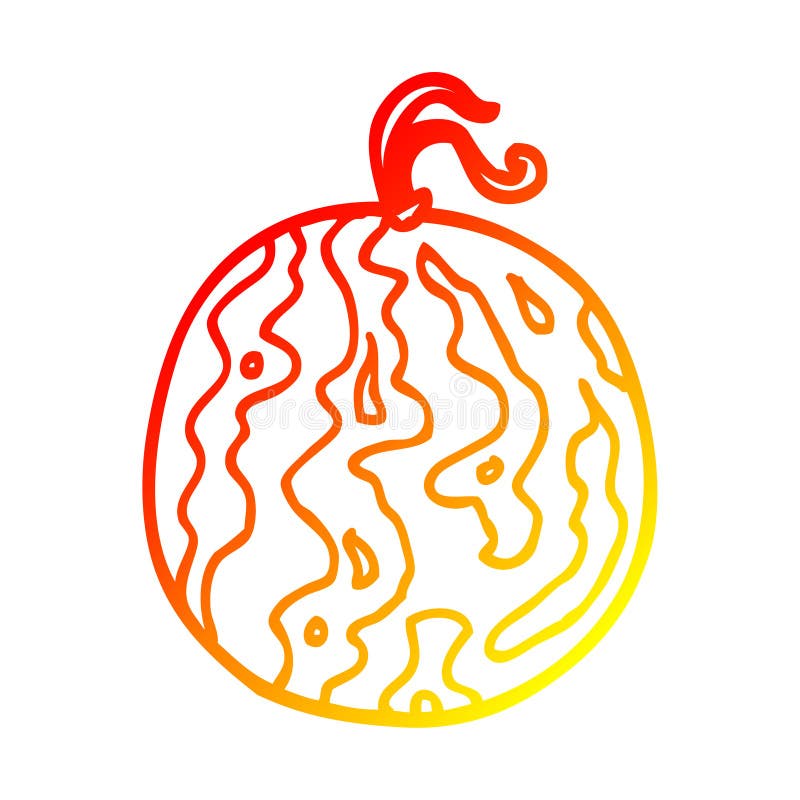 A Creative Warm Gradient Line Drawing Cartoon Melon Stock Vector ...