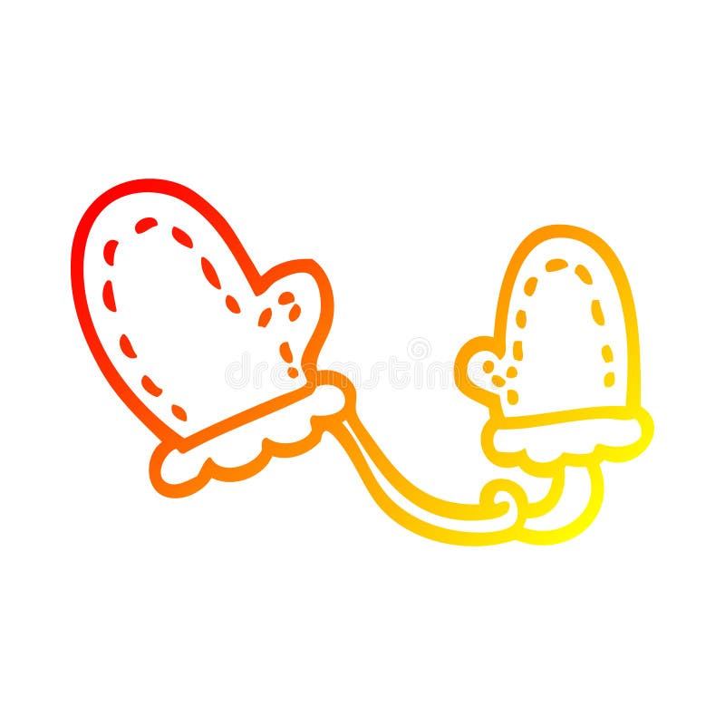 A Creative Warm Gradient Line Drawing Cartoon Mittens Stock Vector ...