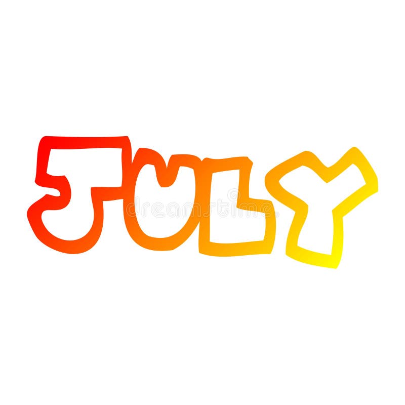 A Creative Warm Gradient Line Drawing Cartoon Month of July Stock ...