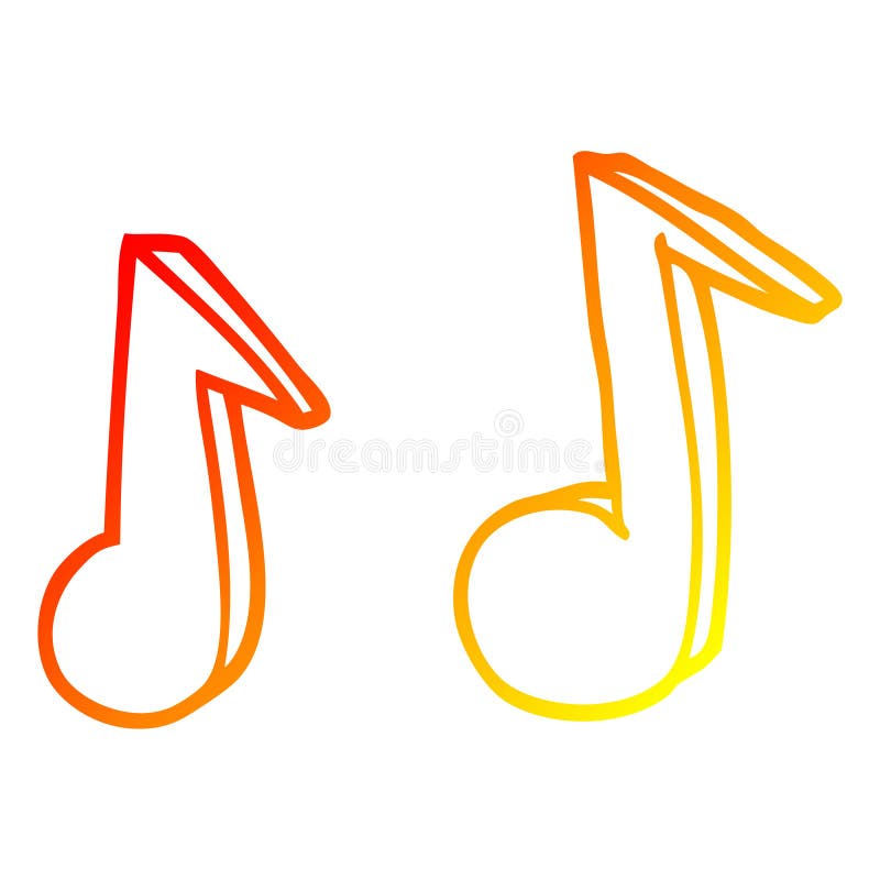 A Creative Warm Gradient Line Drawing Cartoon Musical Notes Stock ...