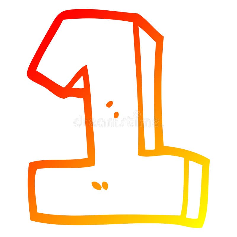 A Creative Warm Gradient Line Drawing Cartoon Number One Stock Vector ...