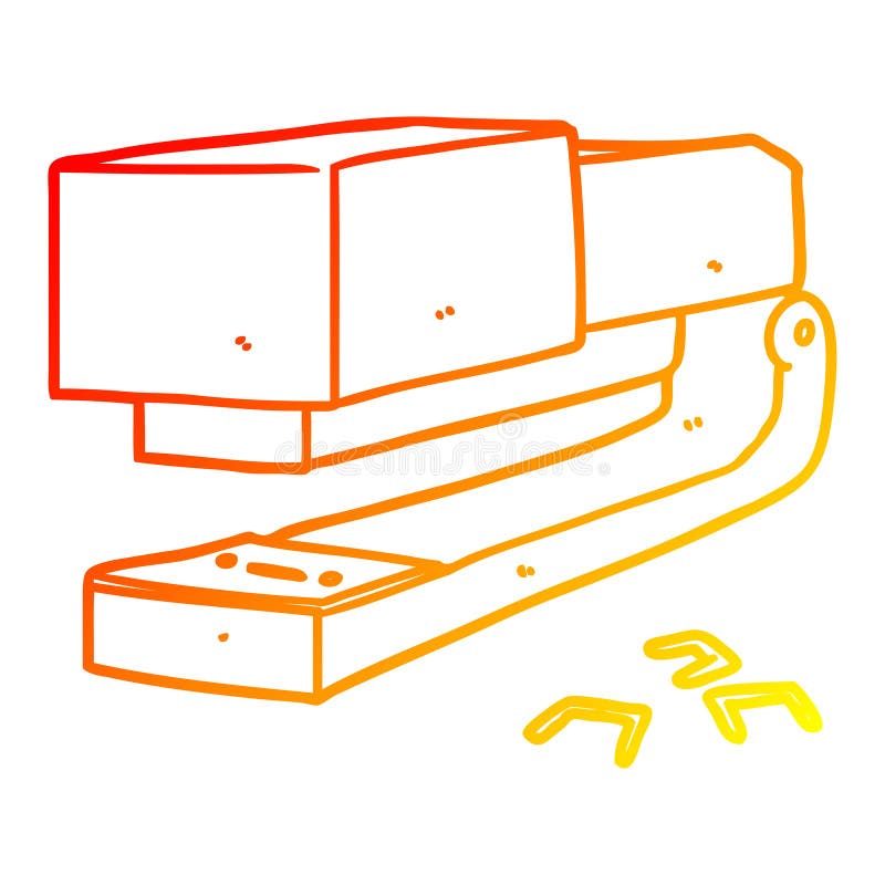 A Creative Warm Gradient Line Drawing Cartoon Office Stapler Stock ...