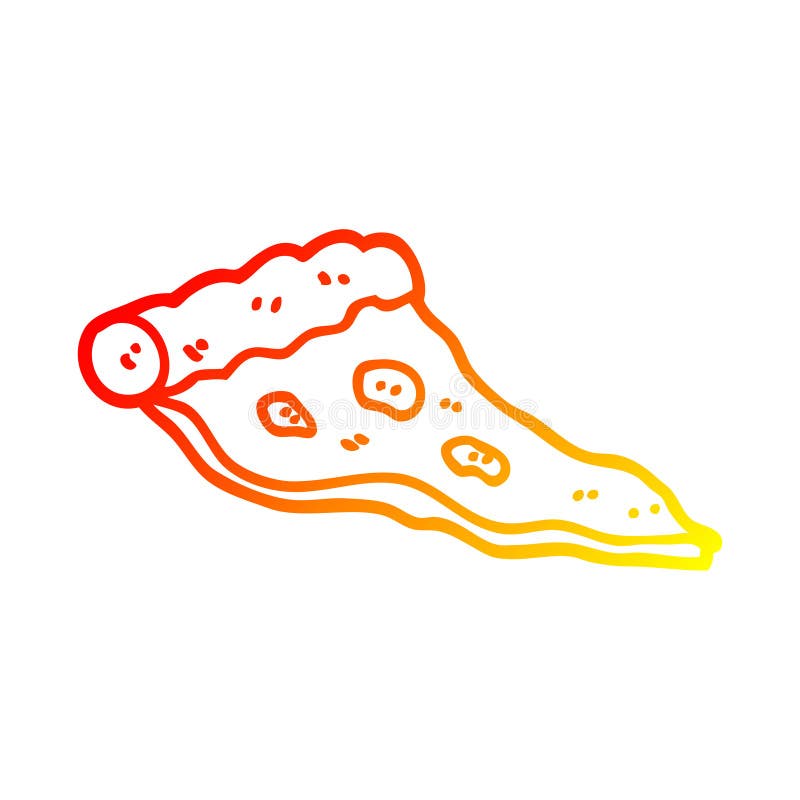 A Creative Warm Gradient Line Drawing Cartoon Pizza Stock Vector ...