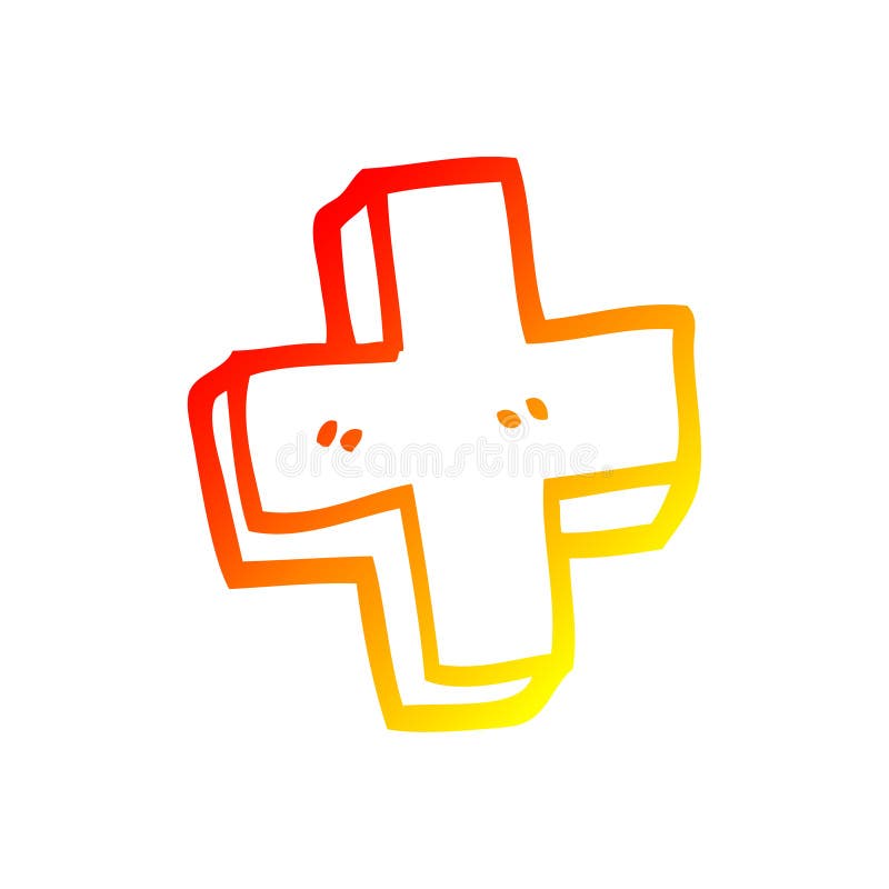 A Creative Warm Gradient Line Drawing Cartoon Plus Symbol Stock Vector ...