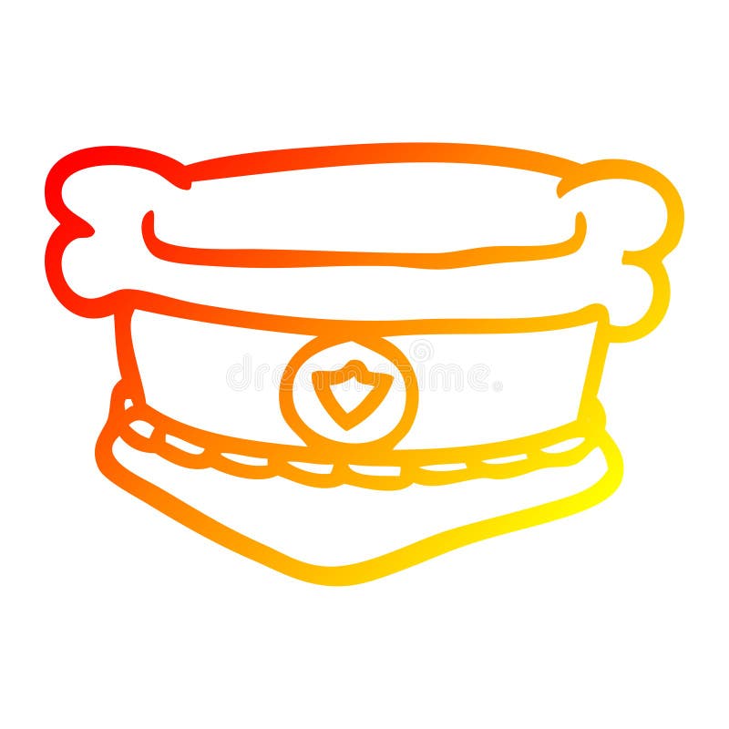 A Creative Warm Gradient Line Drawing Cartoon Police Hat Stock Vector ...