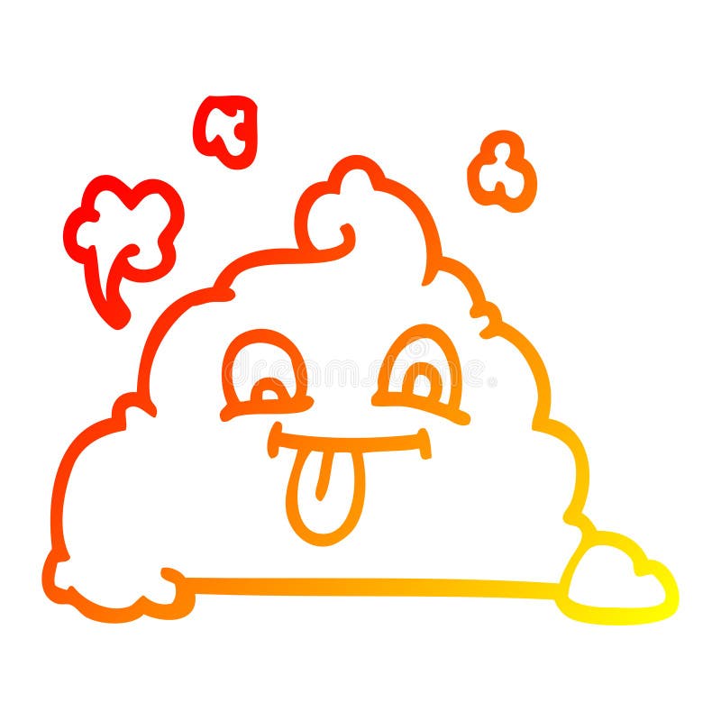 A Creative Warm Gradient Line Drawing Cartoon Poop Stock Vector ...