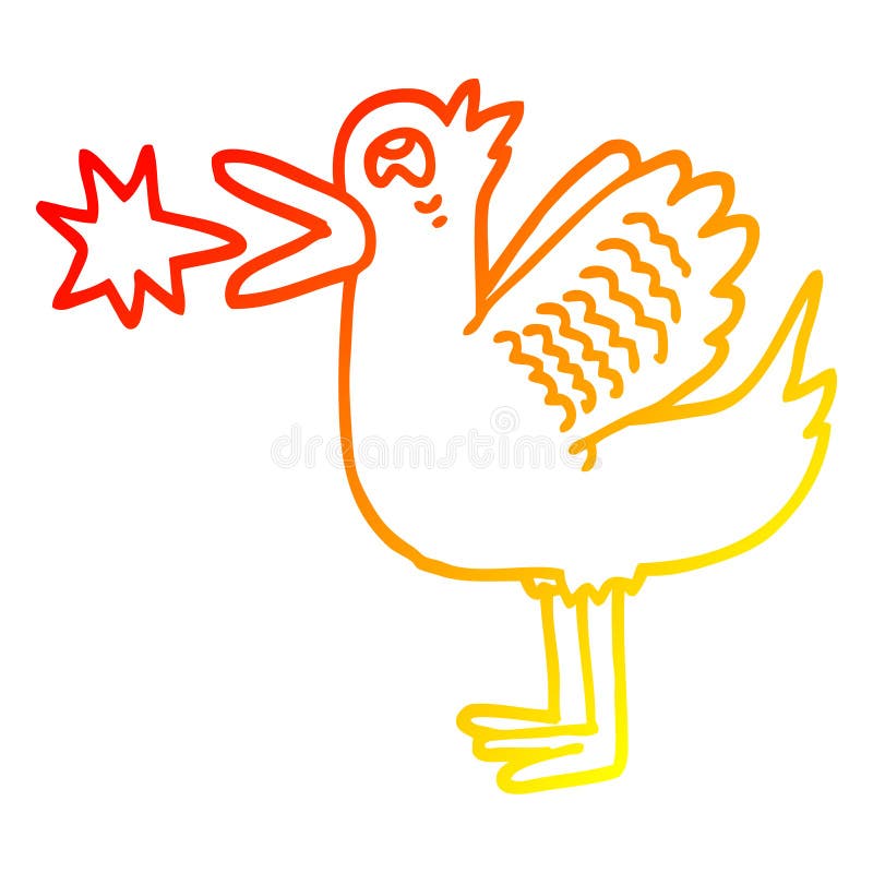 A Creative Warm Gradient Line Drawing Cartoon Quacking Duck Stock ...