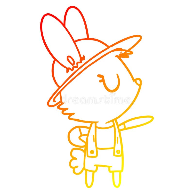 A Creative Warm Gradient Line Drawing Cartoon Rabbit Construction ...