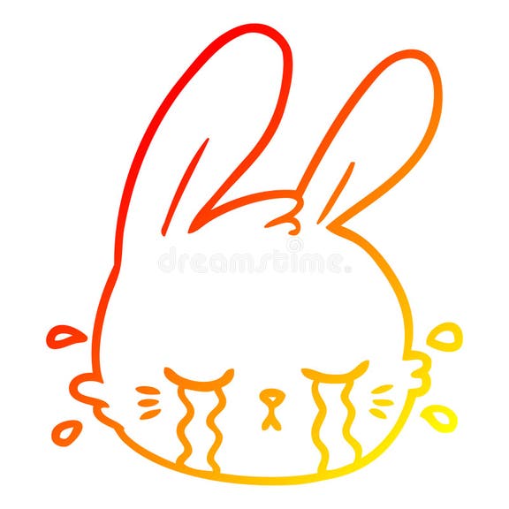 A Creative Warm Gradient Line Drawing Cartoon Rabbit Face Crying Stock ...
