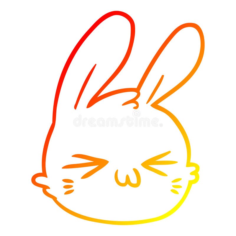A Creative Warm Gradient Line Drawing Cartoon Rabbit Face Stock Vector ...