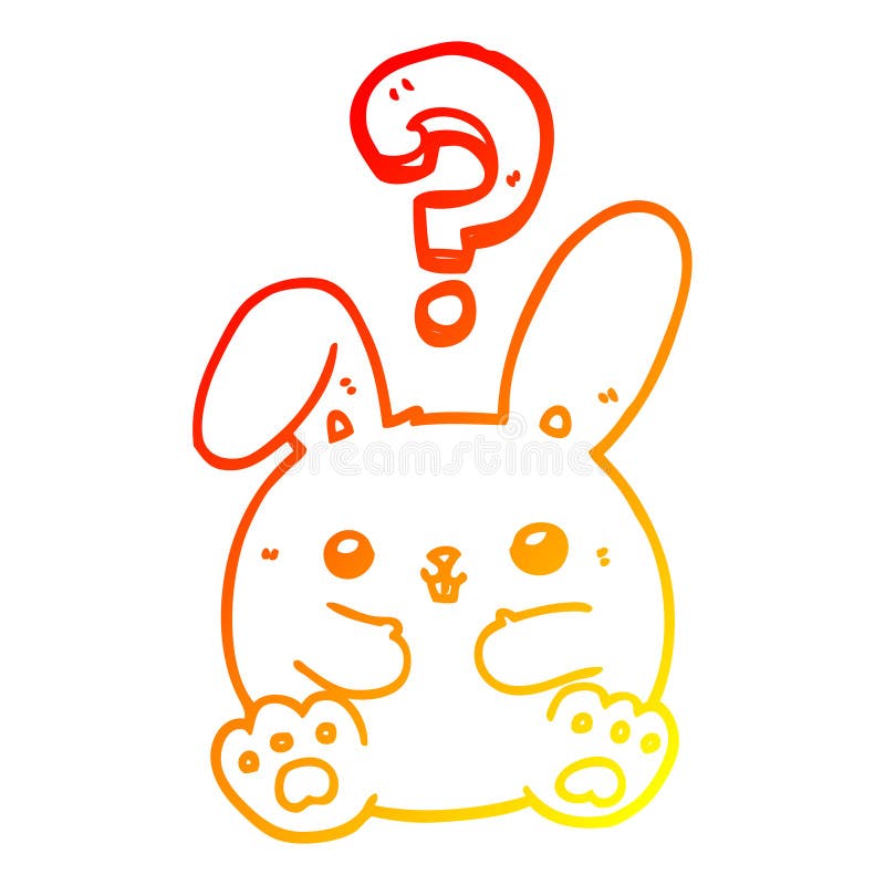 A Creative Warm Gradient Line Drawing Cartoon Rabbit with Question Mark ...