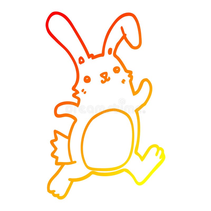 A Creative Warm Gradient Line Drawing Cartoon Rabbit Running Stock ...