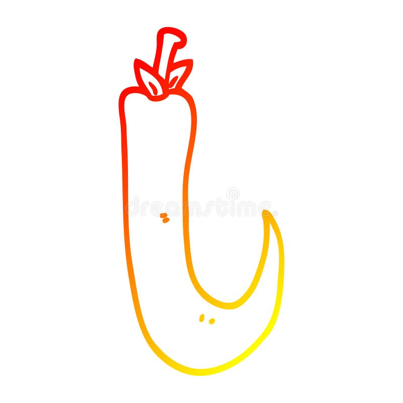 A Creative Warm Gradient Line Drawing Cartoon Red Hot Chilli Pepper ...