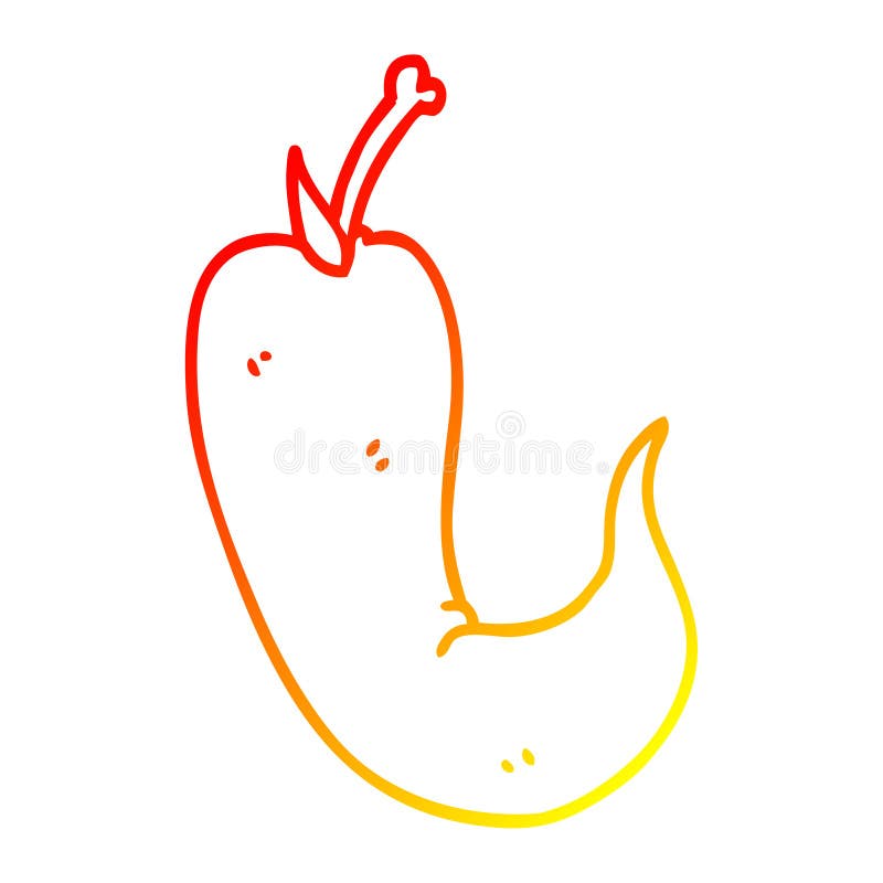 A Creative Warm Gradient Line Drawing Cartoon Red Hot Chilli Pepper ...
