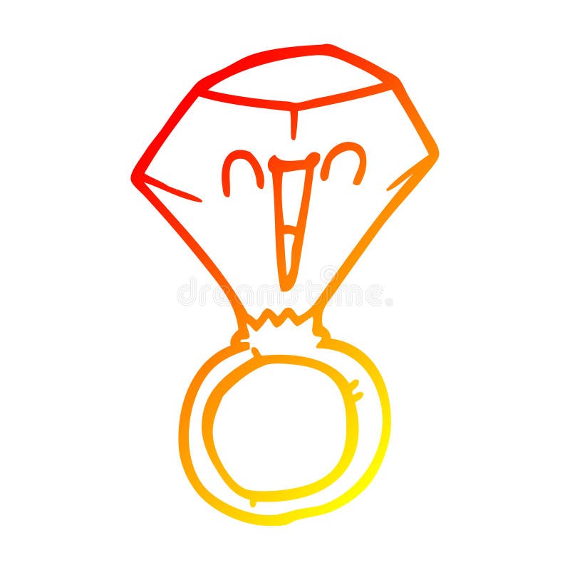 A Creative Warm Gradient Line Drawing Cartoon Red Ruby Ring Stock ...