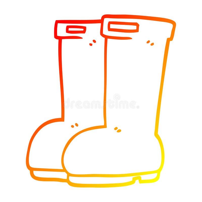 A Creative Warm Gradient Line Drawing Cartoon Red Wellies Stock Vector ...