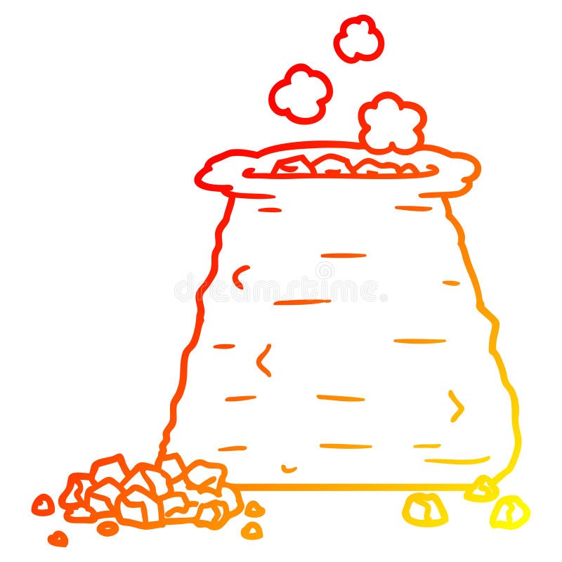 A Creative Warm Gradient Line Drawing Cartoon Sack of Coal Stock Vector ...