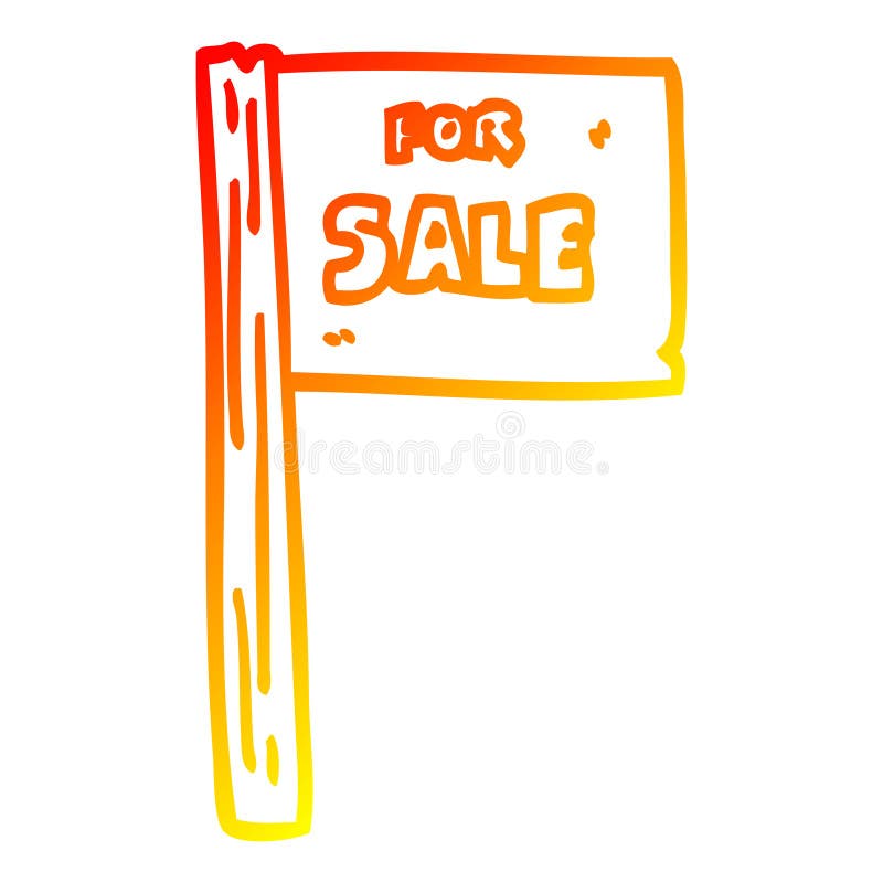 A Creative Warm Gradient Line Drawing Cartoon Sale Sign Stock Vector ...