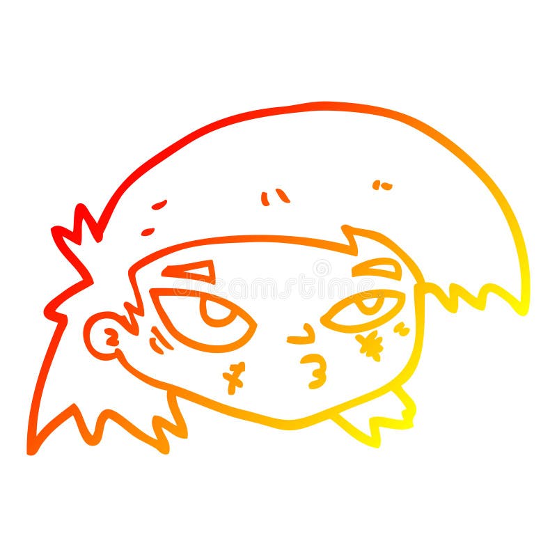 A Creative Warm Gradient Line Drawing Cartoon Scratched Up Face Stock ...