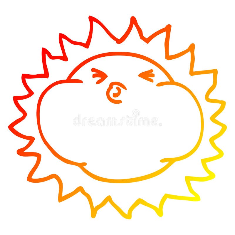 Shining Sun Cartoon Warm Line Gradient Spectrum Doodle Drawing Simple ...