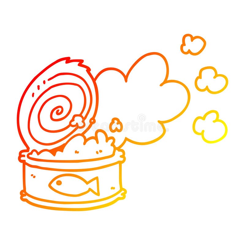 A Creative Warm Gradient Line Drawing Cartoon Smelly Can of Fish Stock ...