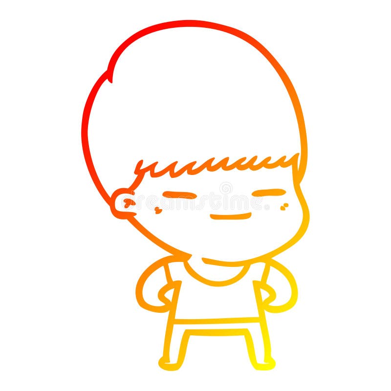 A Creative Warm Gradient Line Drawing Cartoon Smug Boy Stock Vector ...