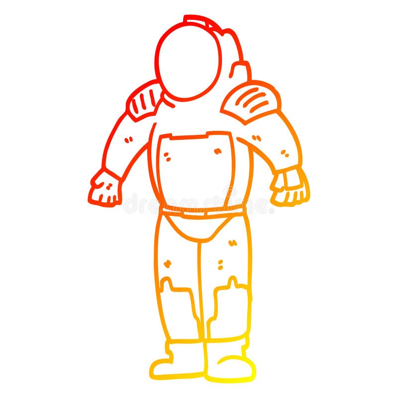 A Creative Warm Gradient Line Drawing Cartoon Space Man Stock Vector ...