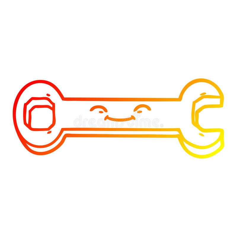 A Creative Warm Gradient Line Drawing Cartoon Spanner Stock Vector ...