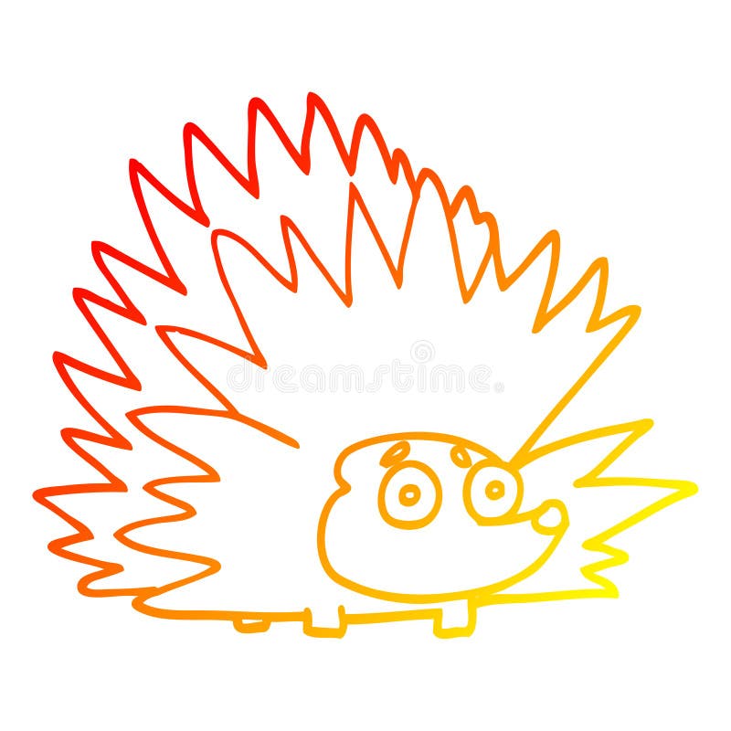 A Creative Warm Gradient Line Drawing Cartoon Spiky Hedgehog Stock ...